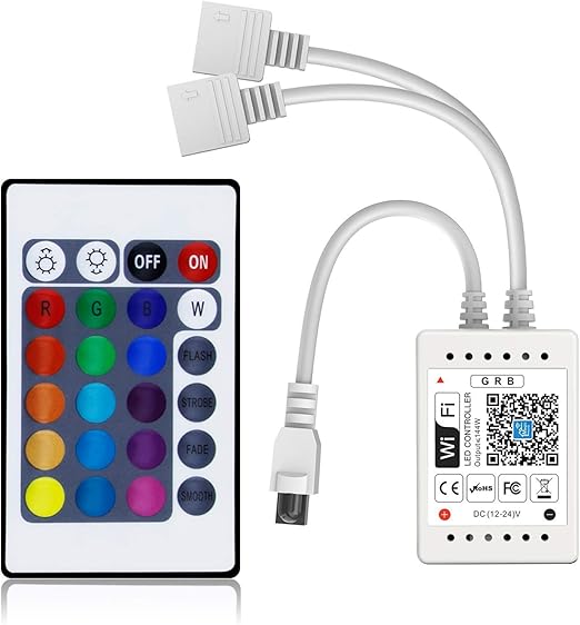 Controlador de luz LED Smart WiFi, 2 en 1 DC5V-24V 6A con mando a ...