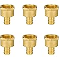 SUNGATOR PEX 1/2" x 1/2" NPT Female Threaded Adapter Crimp Fitting (6-Pack), Lead Free Brass ...