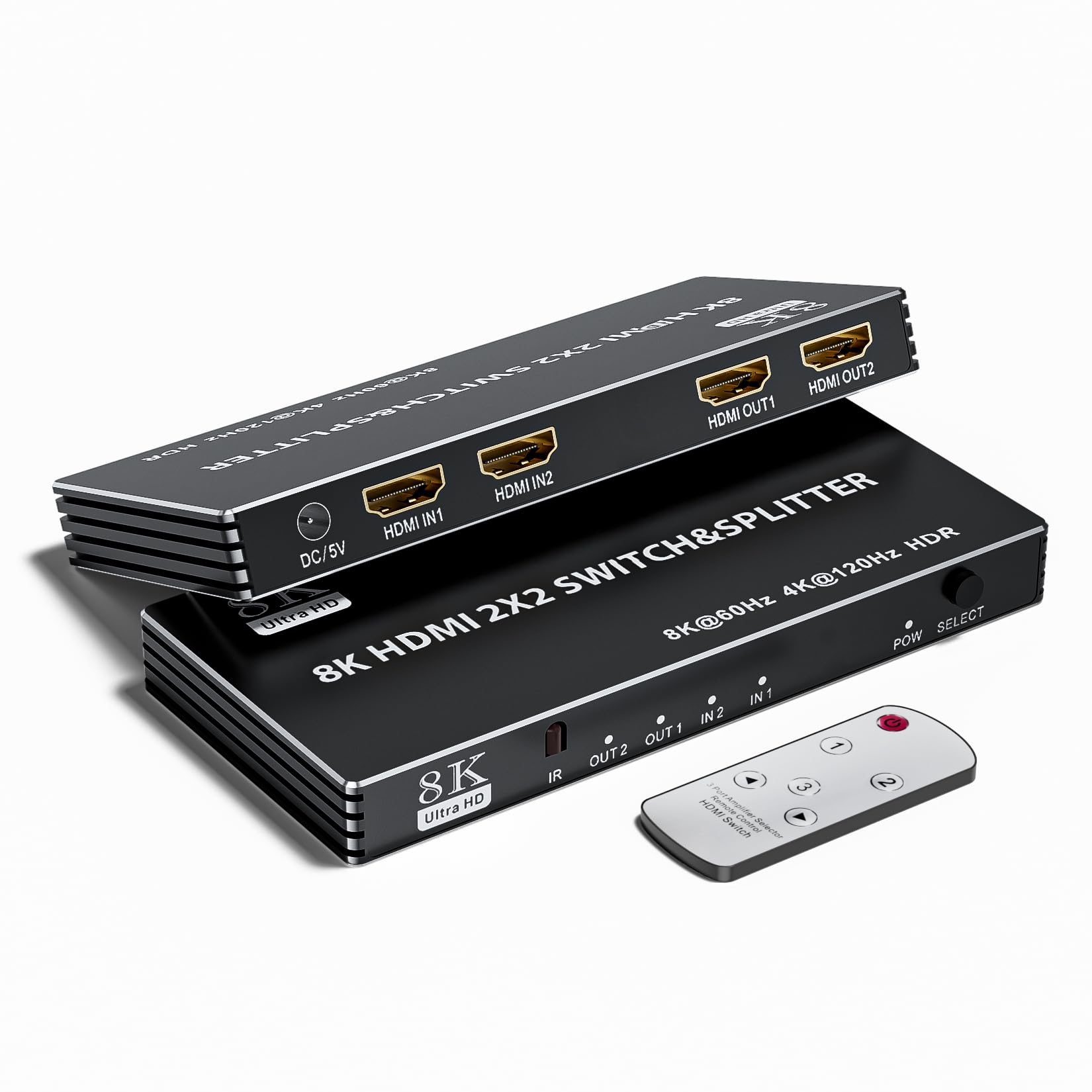 LUKFOCAB 2x2 HDMI Switch Splitter, HDMI 2.1 Switcher 2 in 2 Out 8K@60Hz ...