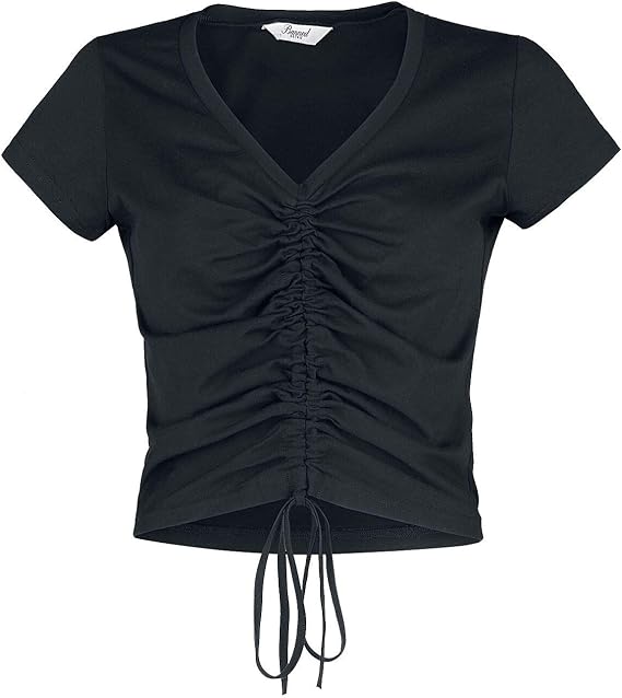 Banned Retro 90s Look Scrunch Up Top Women T-Shirt Black, Slim Fit ...