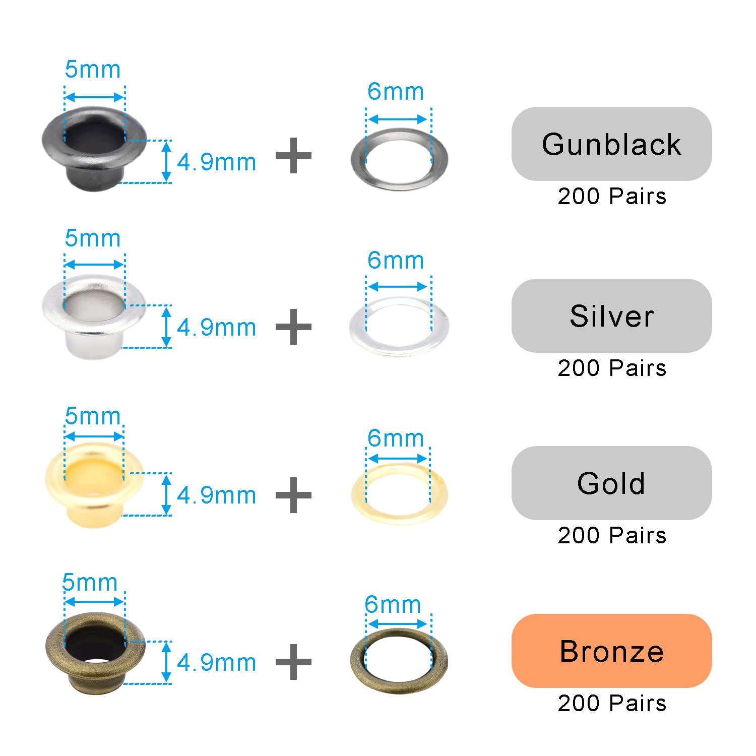 Mua 200Sets 3/16 Inch Grommet Eyelets Kit, Metal Eyelets with Washers ...