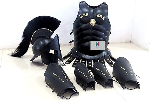300 Spartan Helmet Maximus Muscle Body Armor & 300 Helmet & Leather Leg ...