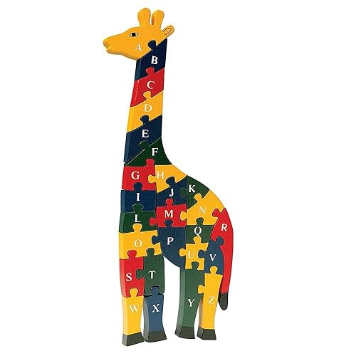 Bits and Pieces - Wooden Alphabet Giraffe Puzzle - Learn ABCs and 123s ...