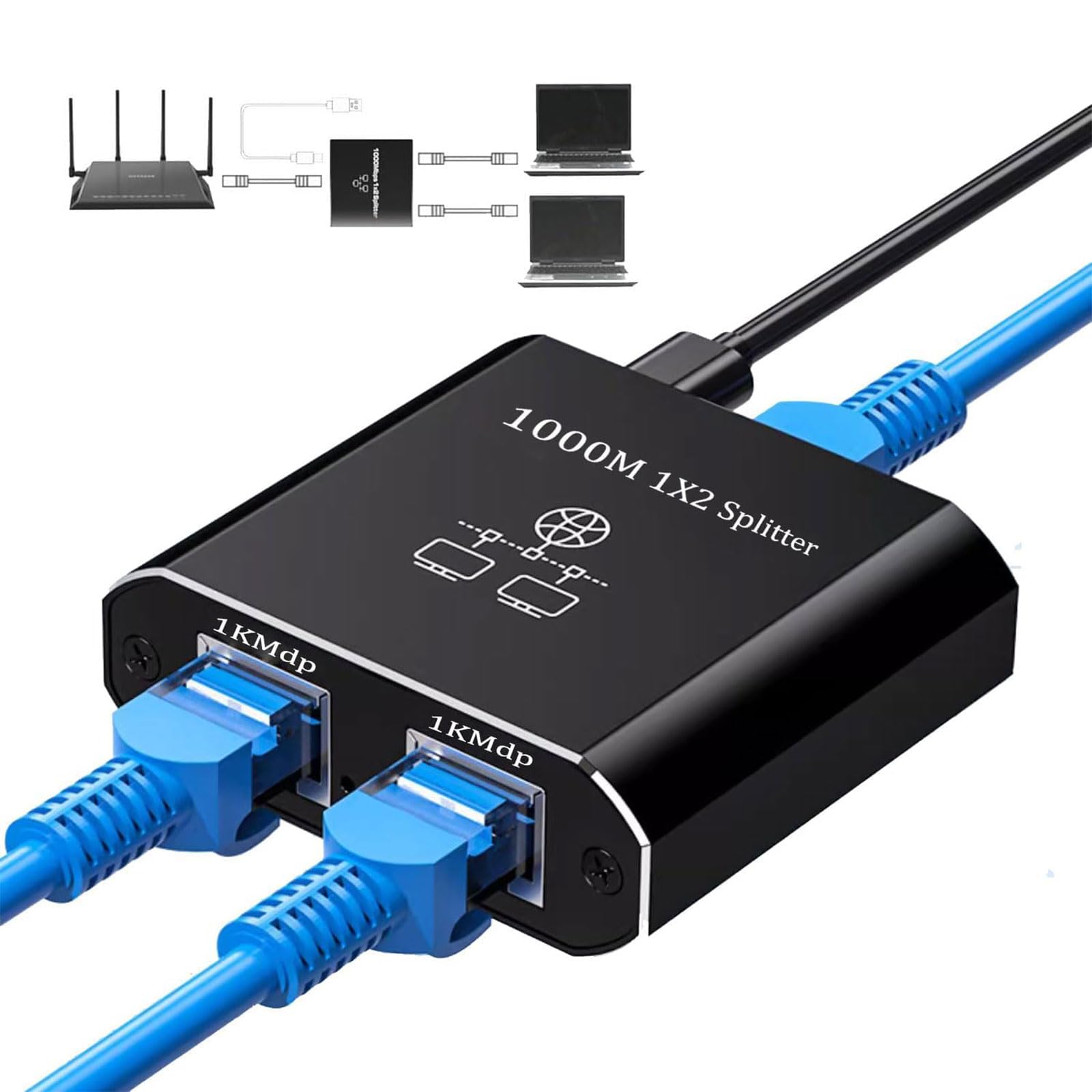 RJ45 Ethernet Splitter, 1000Mbps Ethernet Splitter 1 to 2?Network ...