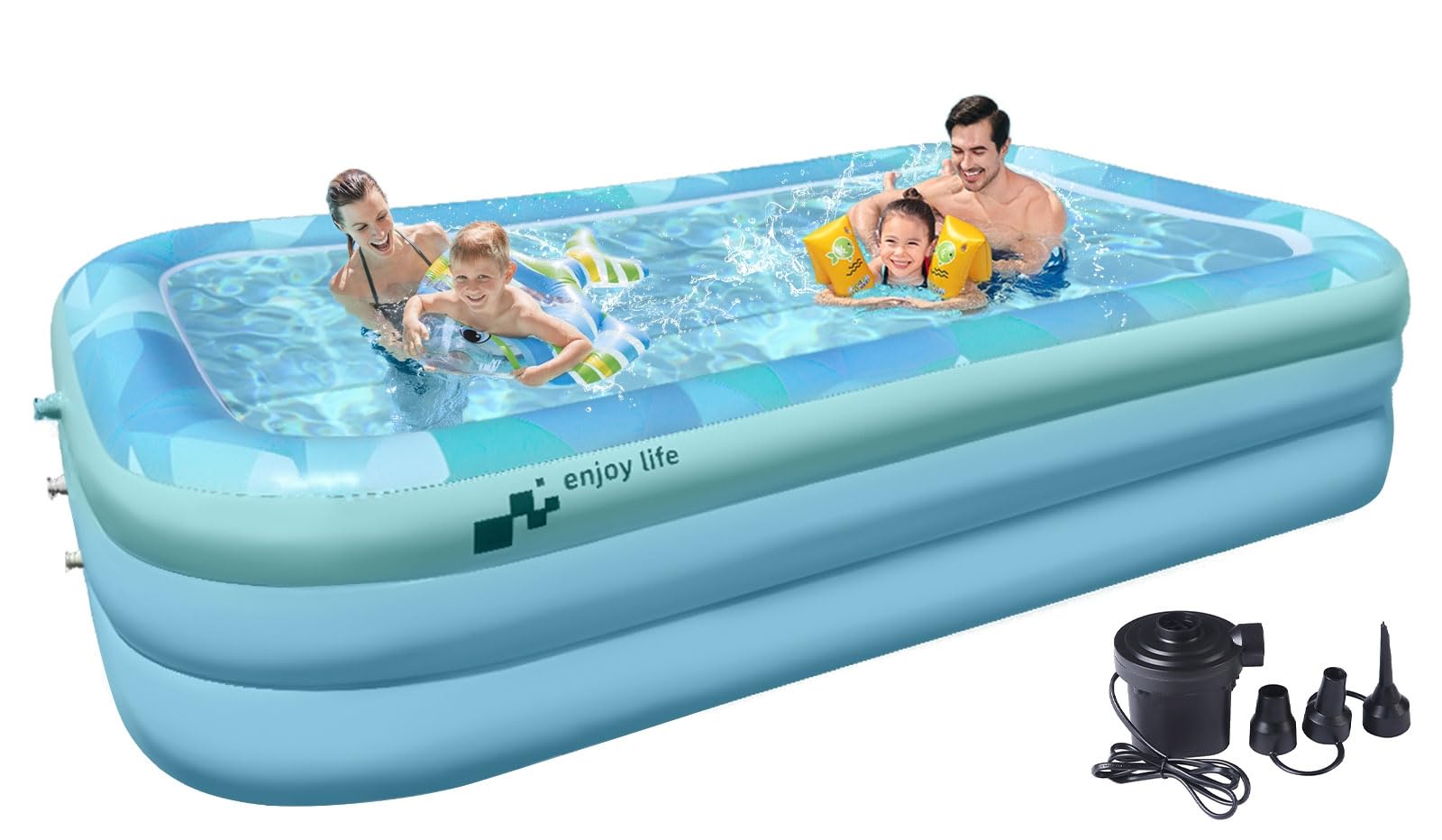 Inflatable Swimming Pool for Kids and Adults, 118" X 68" X 22" Large ...