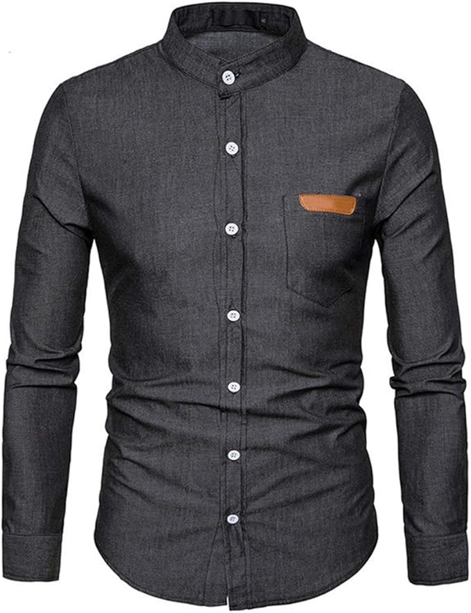 PPPPA Herren-Hemd Slim-Fit Langarm-Hemden Freizeit Business Hochzeit ...