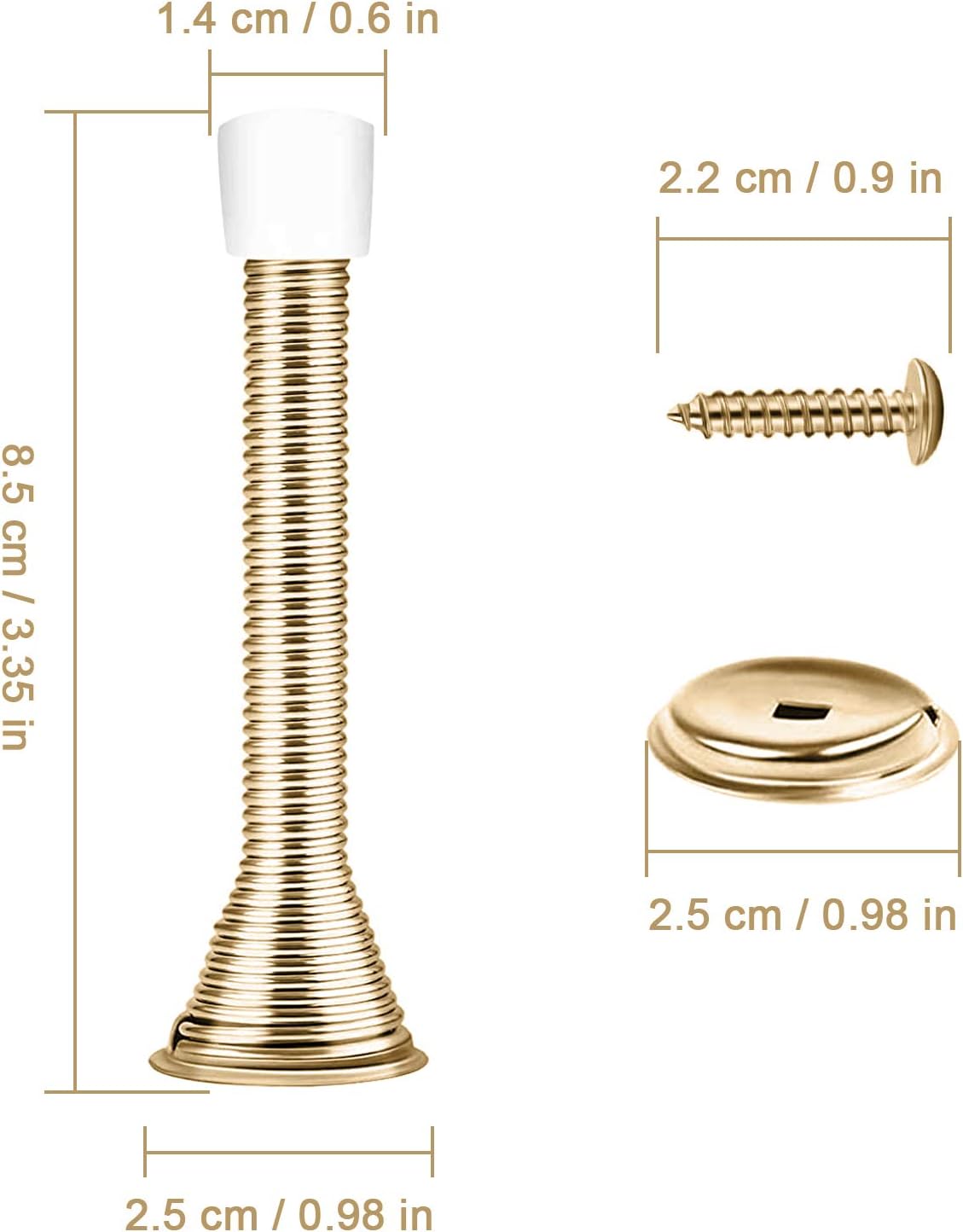 Door Stops, 6 Pack Metal Spring Door Stopper, Wall Mounted Doorstops ...