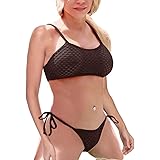 Amazon.com: SHERRYLO Sheer Bikini See Through Bikinis Bandeau Top Mini Brazilian Thong Bottom ...