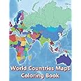 World Countries Maps Coloring Book - Continent Africa, Asia, Europe ...