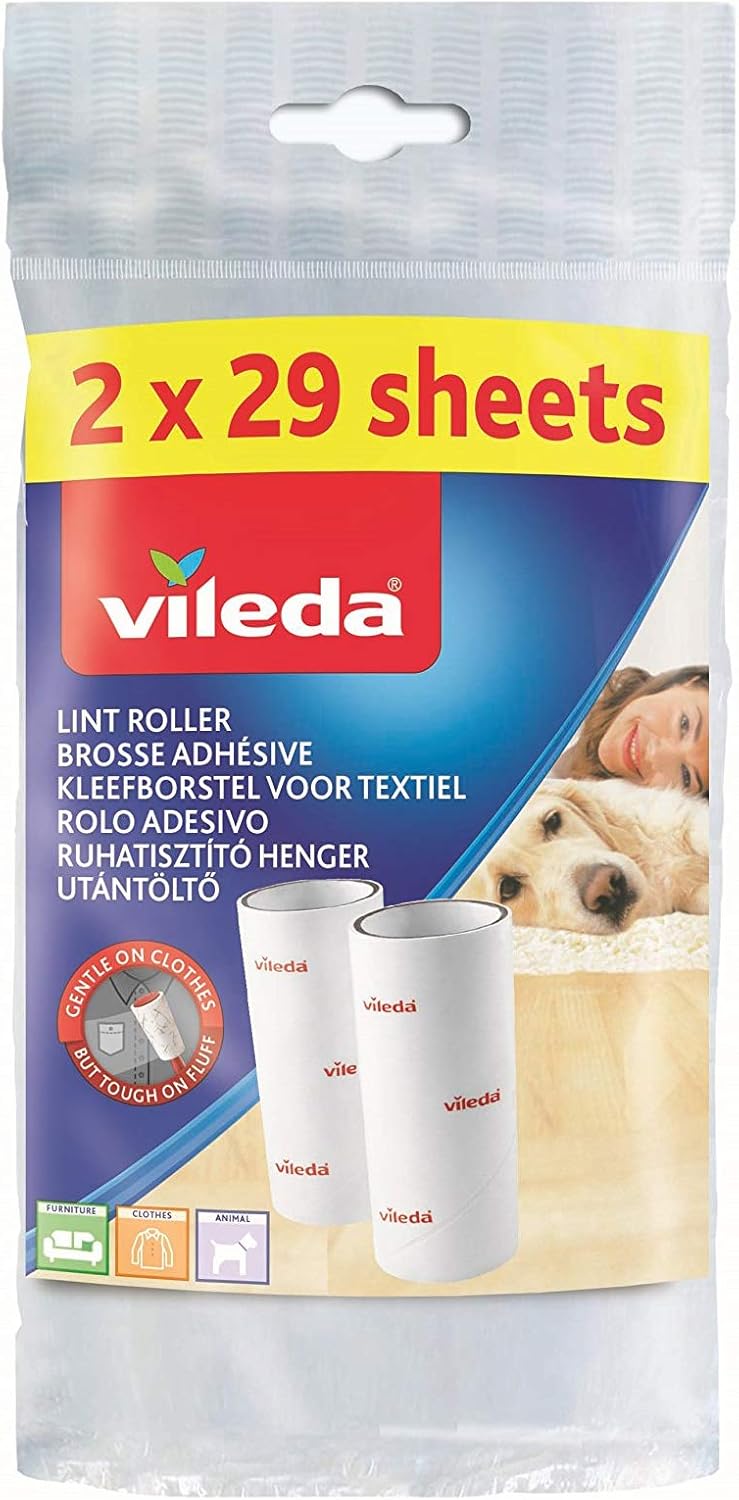 Vileda Lint Roller - 6 Replacement Rolls Effective on Hair, Dust and ...
