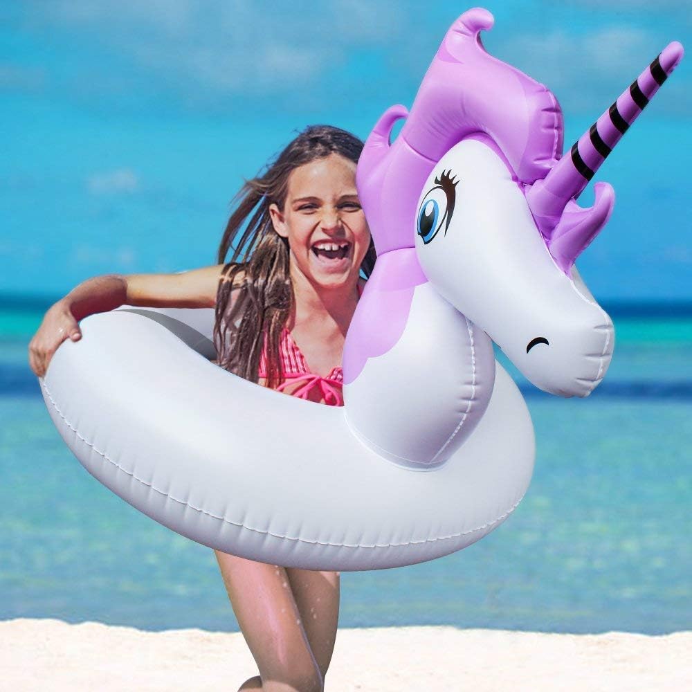 LONEEDY Unicorn Pool Floats, Inflatable Floaties Tube Swim Ring Water ...
