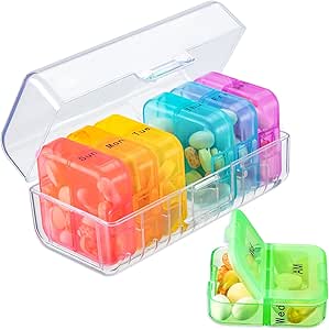 Amazon.com: Zoksi Weekly Pill Organizer 2 Times a Day, Rainbow 7 Day Am Pm Pill Box, Daily Am Pm ...