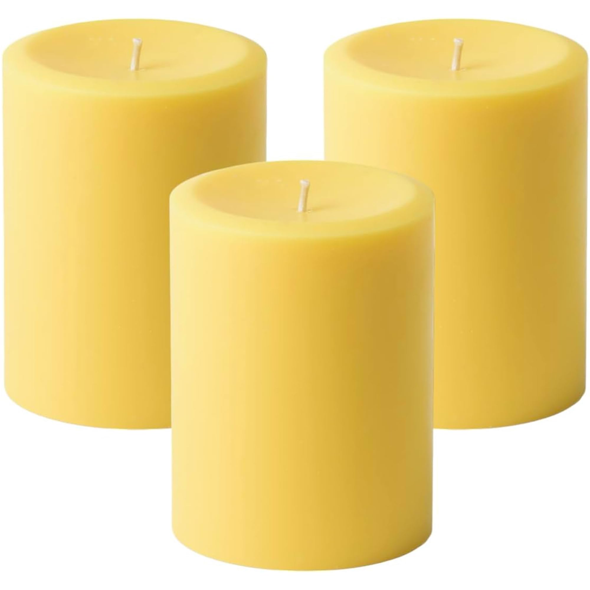 Mister Candle Dripless Unscented Pillar Candles, Set of 3 Hand Poured ...