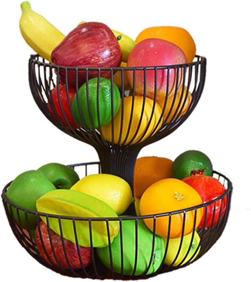 ZHIRCEKE 2-stöckiges Design Obstkorb, Obst- und Gemüsekorb, Edelstahl ...