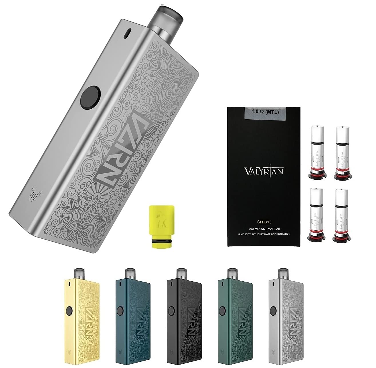 Mua Genuine VALYRIAN SE POD KIT + 1.0 Ohm Replacement Coil (4 pieces) + 1 Drip Tip 3 Piece Set ...