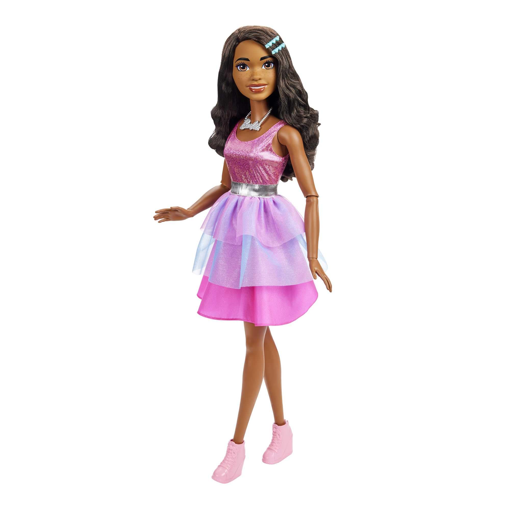 Mua Barbie Big Doll 70cm Pink Dress Black Hair, Shiny Pink Dress ...
