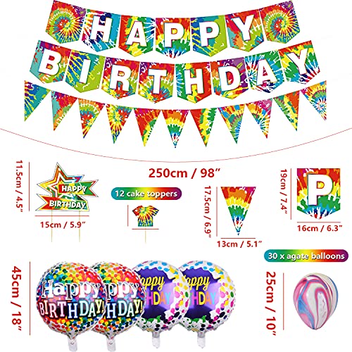 Tie Dye Party Supplies, Happy Birthday Banner Pennant Banner, Tie Dye ...