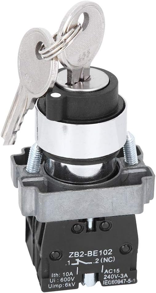 ZB2‑BE102 Key Lock Switch 22mm Mounting Hole Diameter 2 Positions ...
