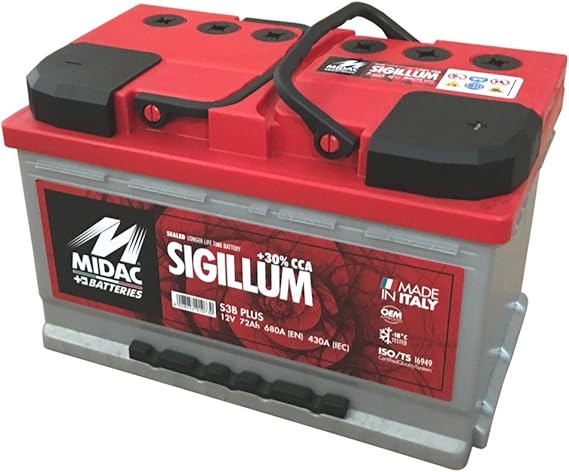 Midac Sigillum Starter Battery S3B Plus 12 V 72Ah Double Lid Single ...