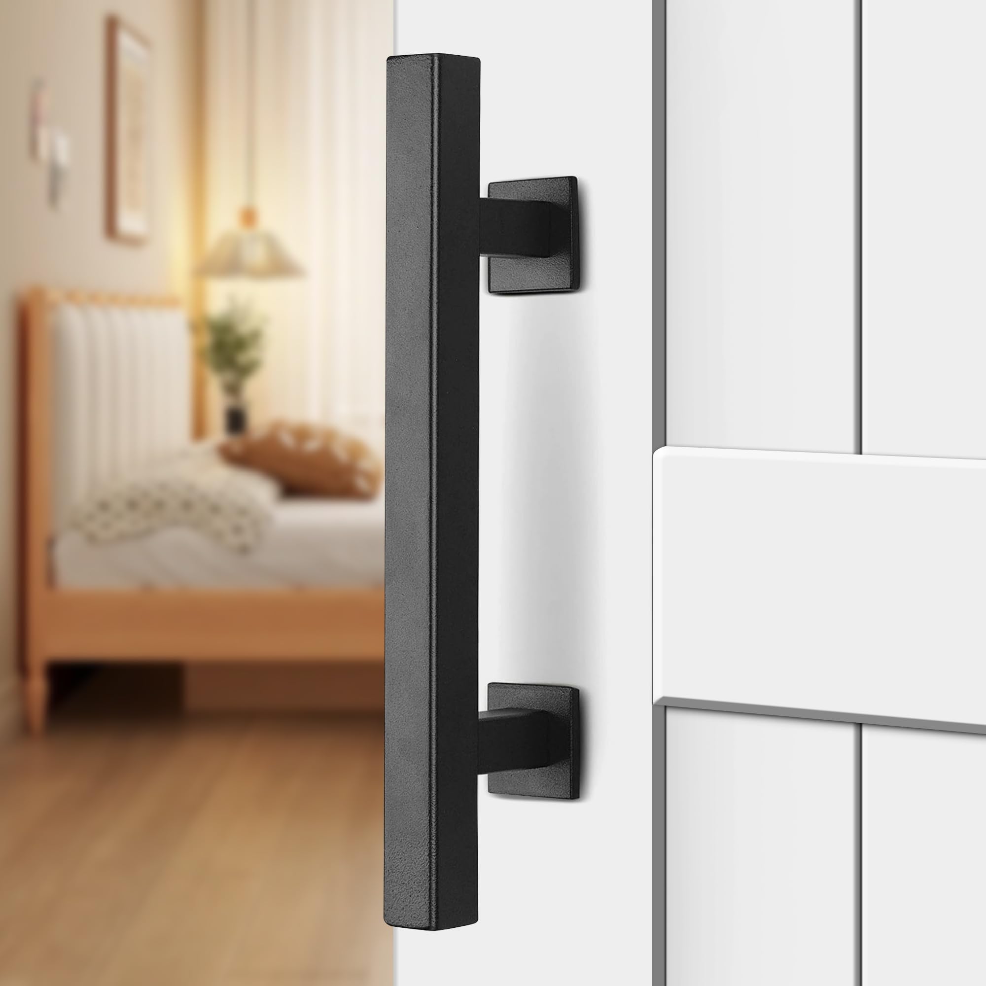 Gaurqiah 12" Heavy Duty Pull and Flush Door Handle Set, Square Barn ...