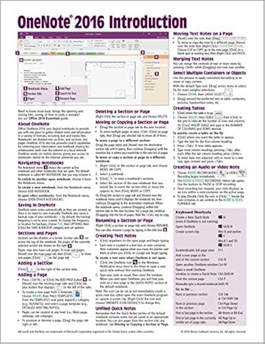 OneNote 2016 Introduction Quick Reference Guide - Windows Version (Cheat Sheet of Instructions ...