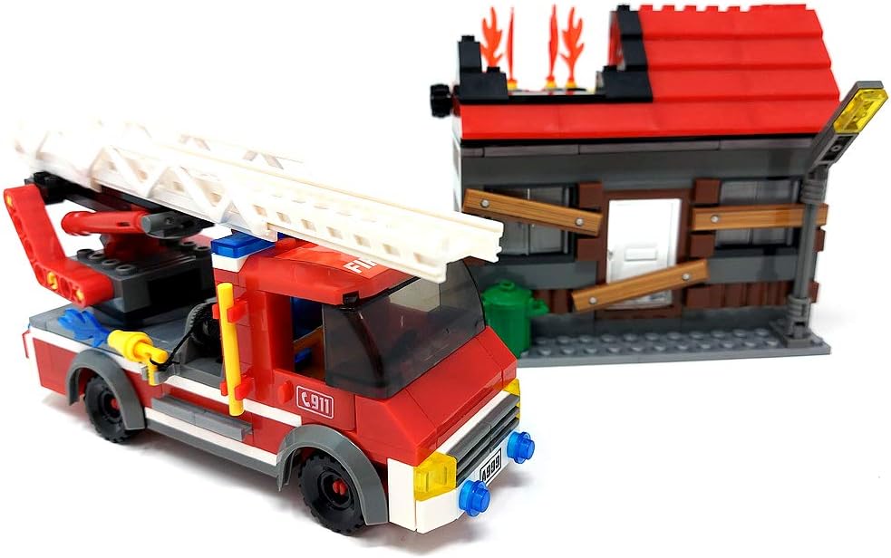 Brigamo Building blocks fire engine fire brigade ladder car with ...