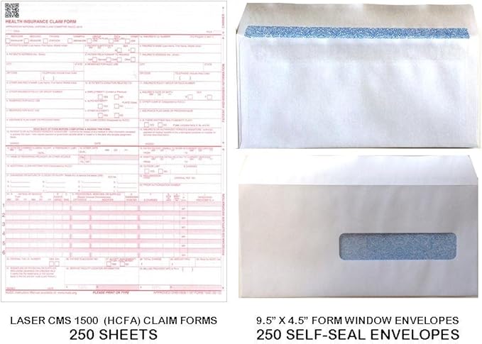Amazon.com : New CMS 1500 - HCFA Insurance Claim Forms and Self-Seal No ...