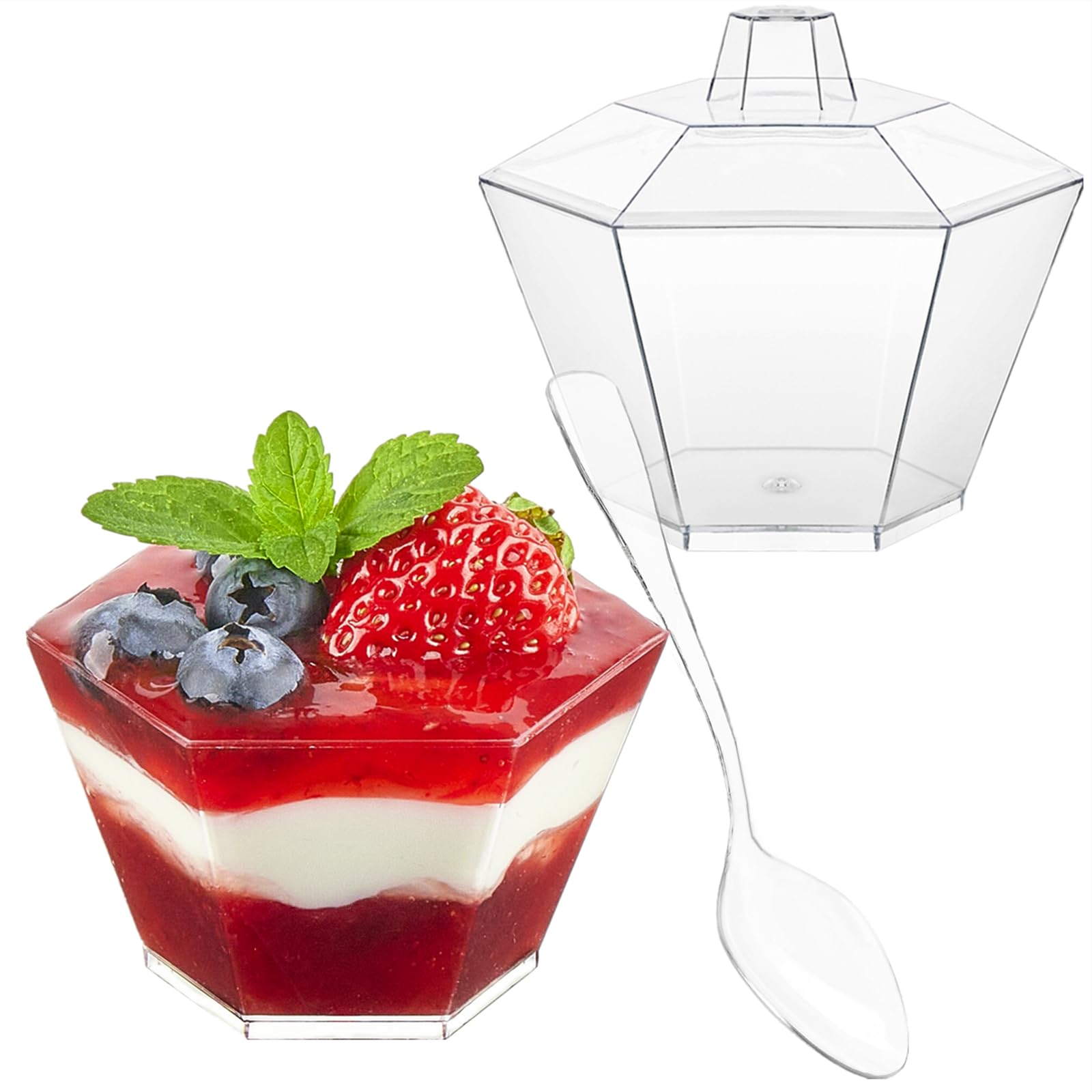 TOFLEN 3.5 oz Mini Dessert Cups with Lids and Spoons 150 Pcs | Serves ...