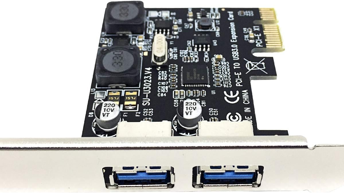 glotrends PCI Express X1 to 2 Ports USB 3.0 (5 Gpbs) Expansion Card for Desktop PC with 2U Half ...