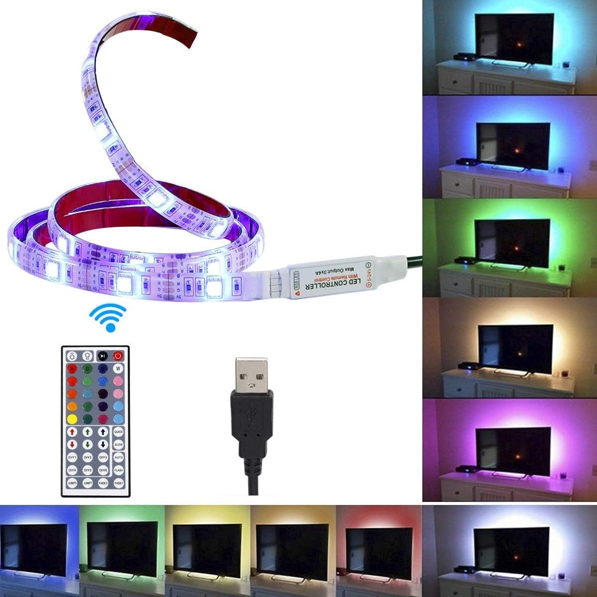 Topled Light USB LED Strip 3.28ft/1M Multicolor RGB LED Lighting System ...