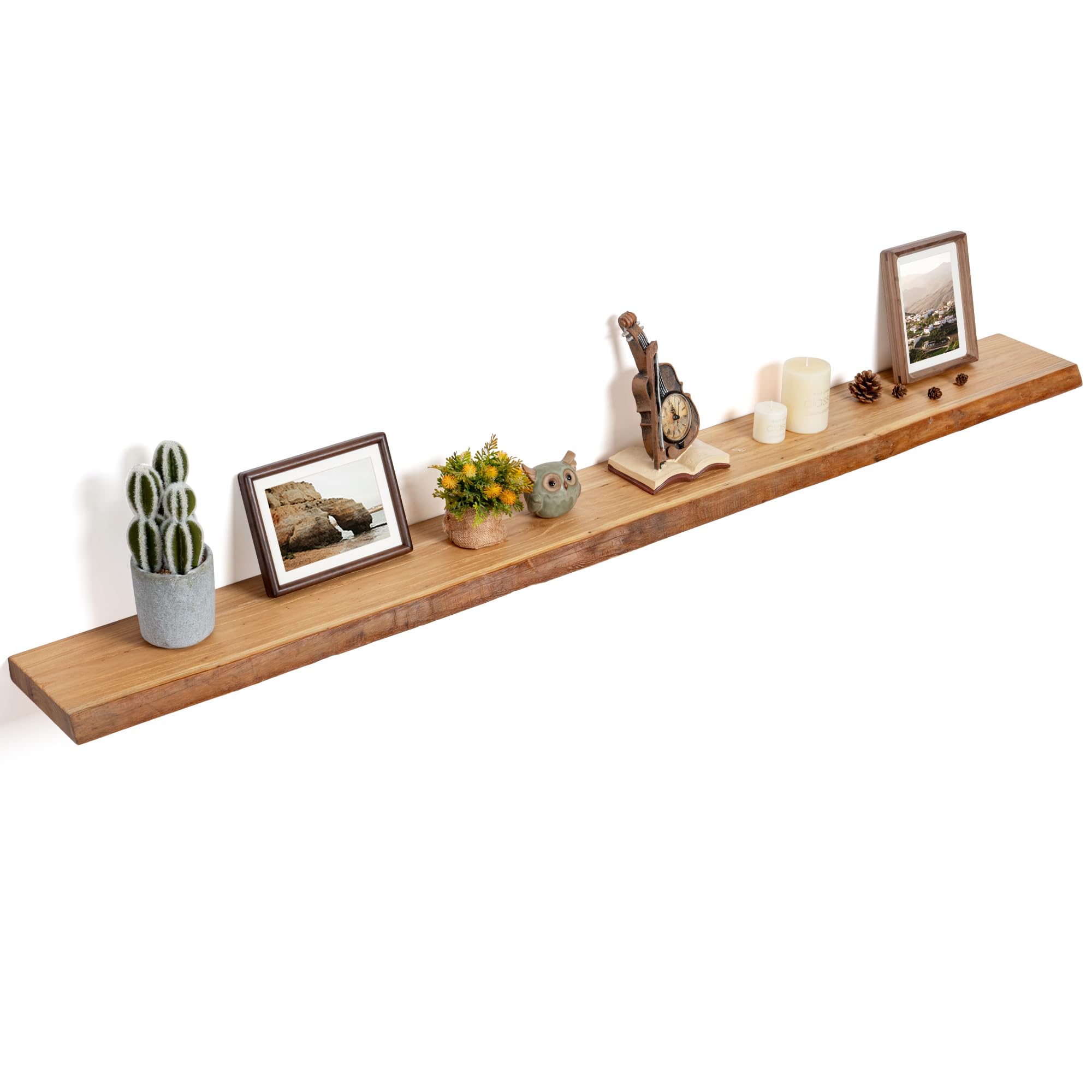 FLYJOE Floating Shelves for Wall Decor, Rustic Solid Elm Wood Floating ...