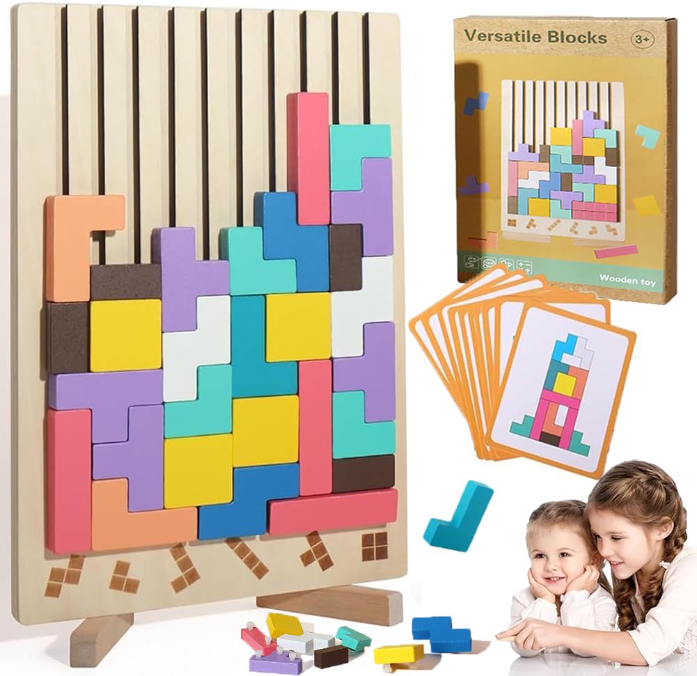 Wooden Stacking Puzzle Toy, 3D Wooden Puzzle Montessori Toy Art, Giant ...