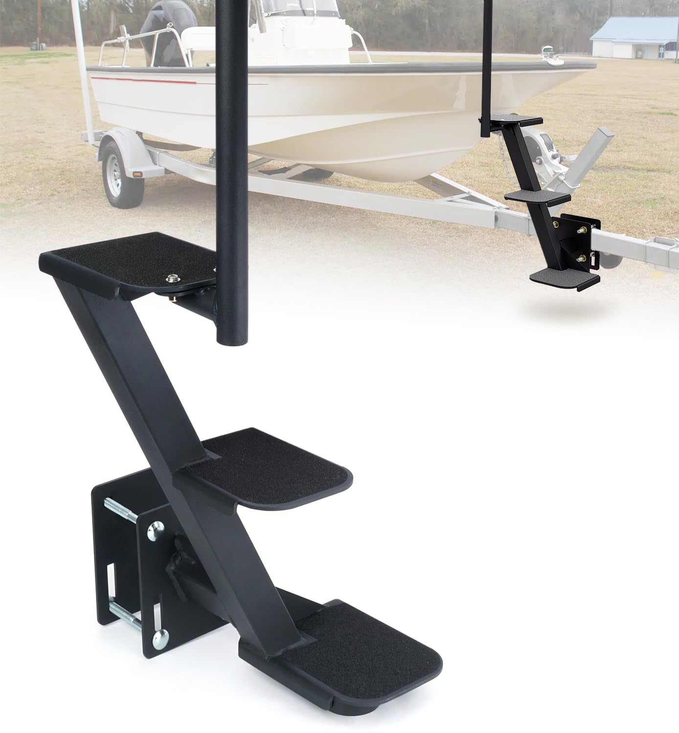 Aupar Heavy Duty Boat Trailer Steps with Safety Handle, Non-Slip ...