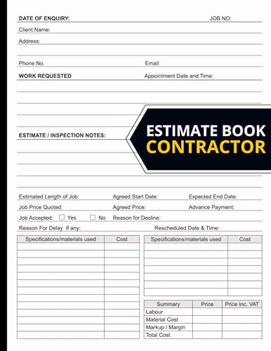 Estimate Book Contractor: Job Estimate Quote Record Book With Dot ...