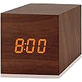 Digital Alarm Clock, with Wooden Electronic LED Time Display, 3 Alarm ...