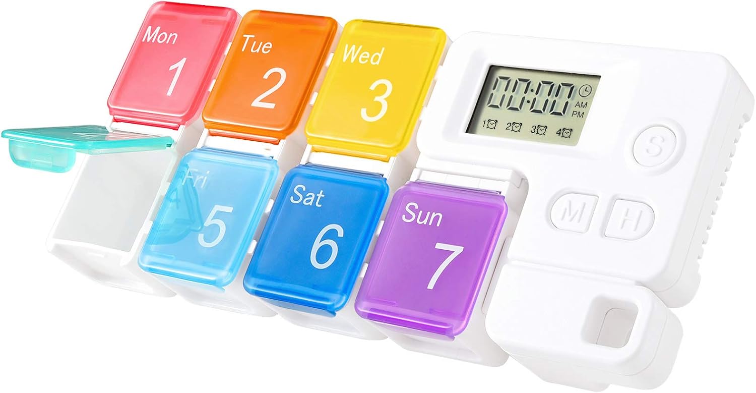 Wilxaw Pastillero Portátil de 7 Días con Alarma Dispensador de ...