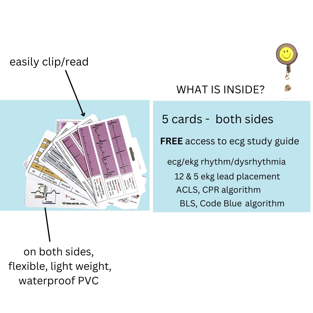 Mua 6 EKG Badge Cards, Cardiac Badge Reference + (EKG Cheat Sheets PDF ...