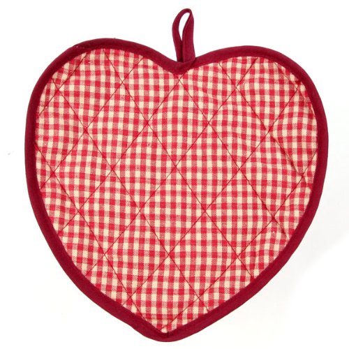 Country Kitchen Fabric Heart Decoration Red and Cream Check: Amazon.co ...
