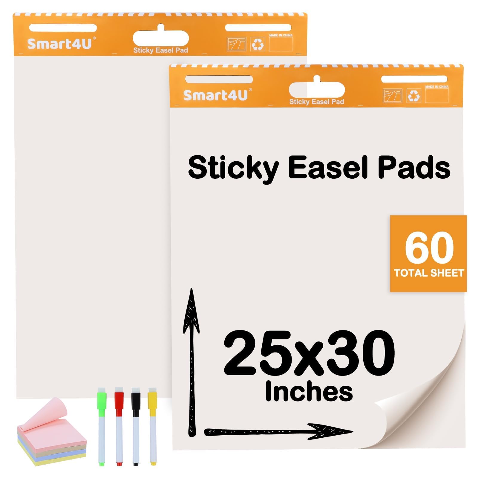 Smart4U Sticky Easel Pad Anchor Chart Paper 25 x 30-Inch, White, Large ...