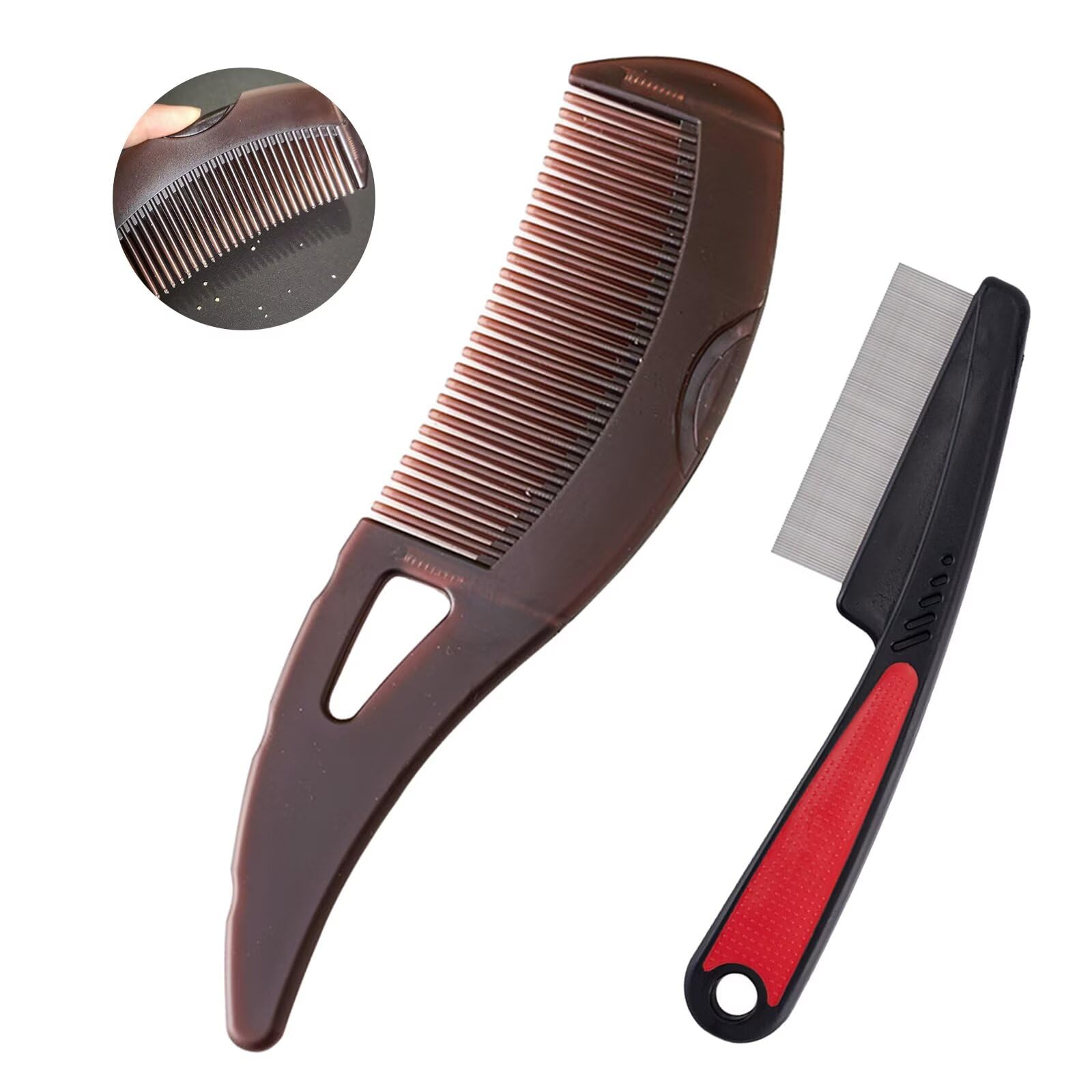 Dandruff Comb, Stainless Steel Fine Tooth Combs Scalp Detoxing Comb ...