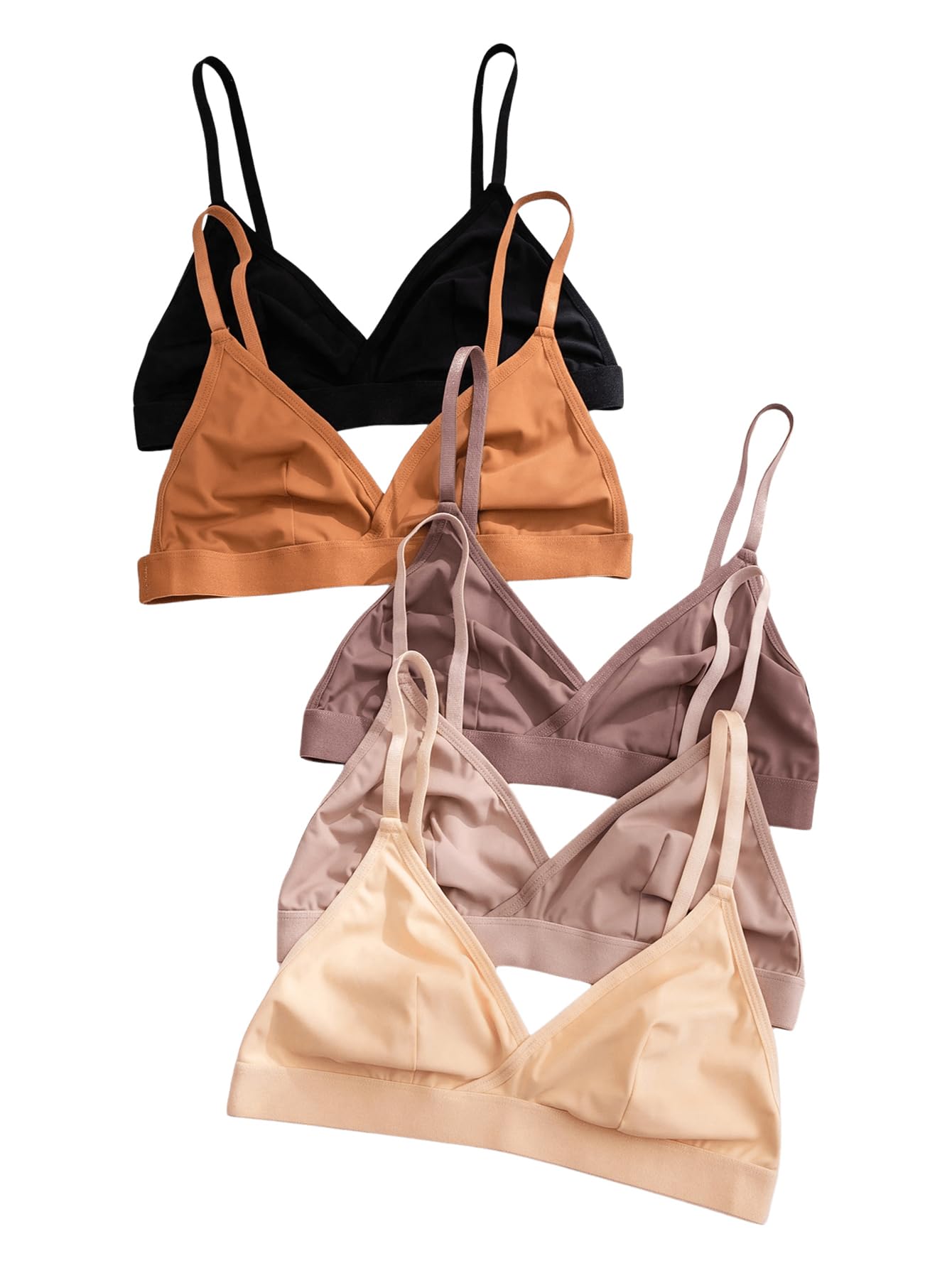 WDIRARA Women's 5 Pieces Bra Wireless Bralette Everyday Basic Sleeping ...