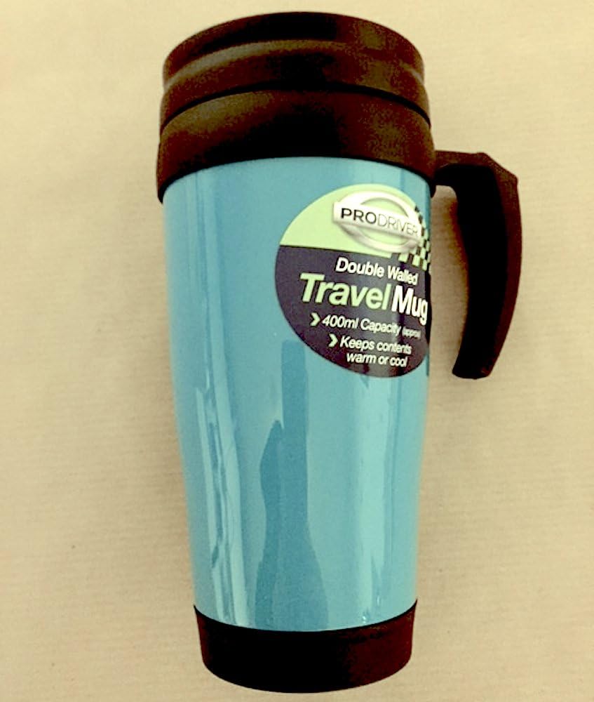 400ml Blue Double Walled Travel Mug: Amazon.co.uk: Kitchen & Home