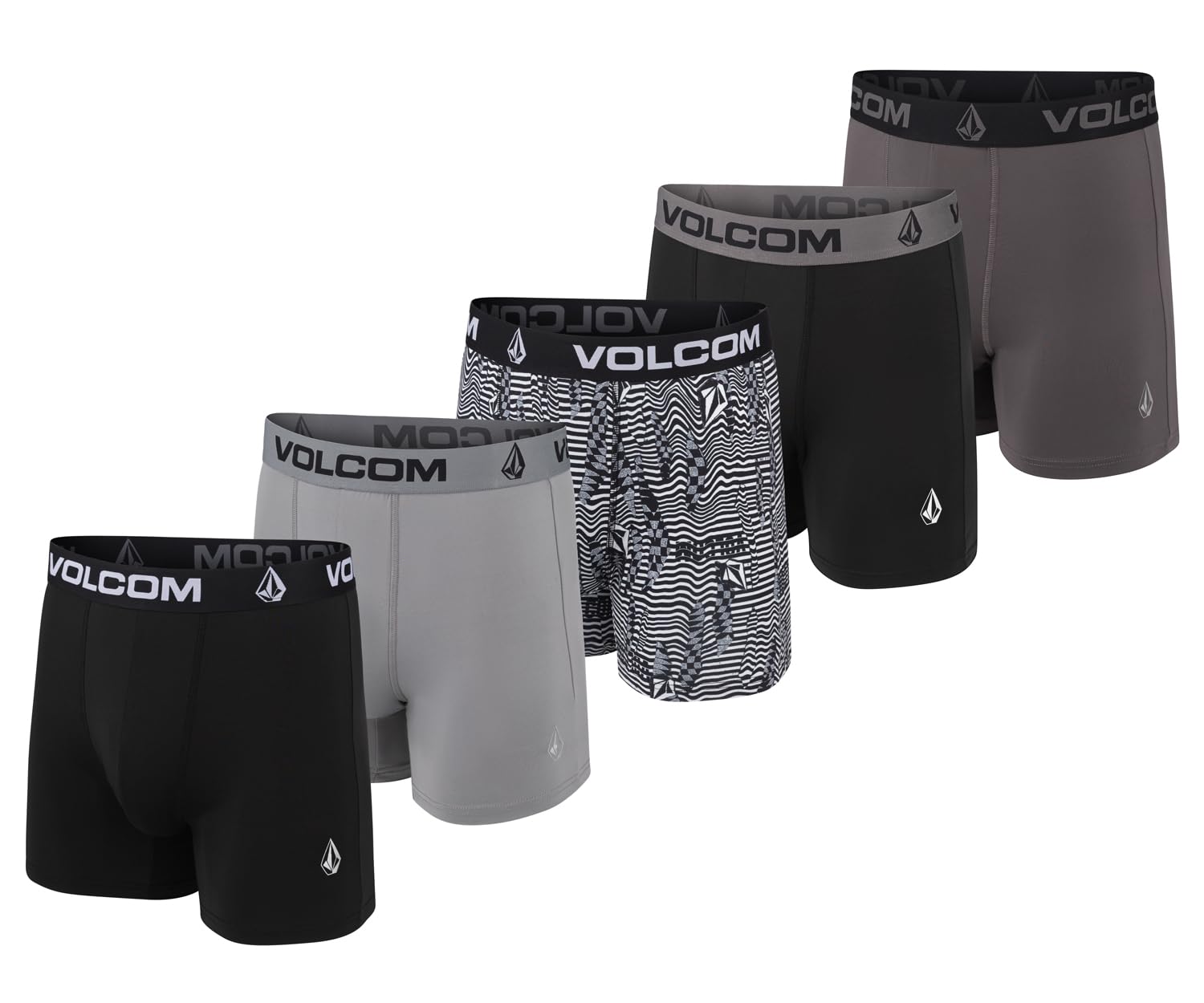 Volcom Mens Boxer Briefs 5 Pack Poly Spandex Performance Boxer Briefs ...