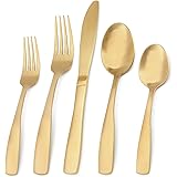 Amazon.com | Matte Gold Silverware Set, 20-Piece Stainless Steel ...
