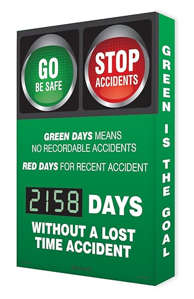 Accuform Digi-Day 3 Electronic Safety Scoreboard, "GO BE SAFE/STOP ...