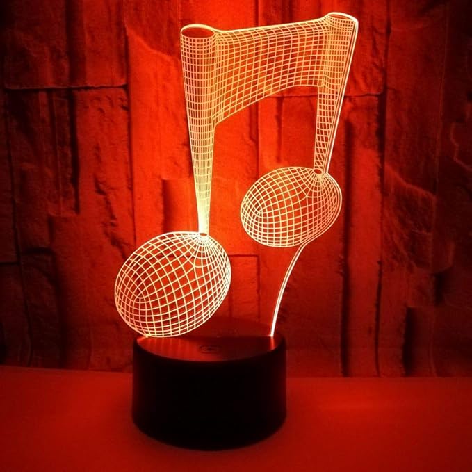 3D Lámpara,Led Notas Musicales Luz De Noche, Lámpara De Ilusión 16 ...