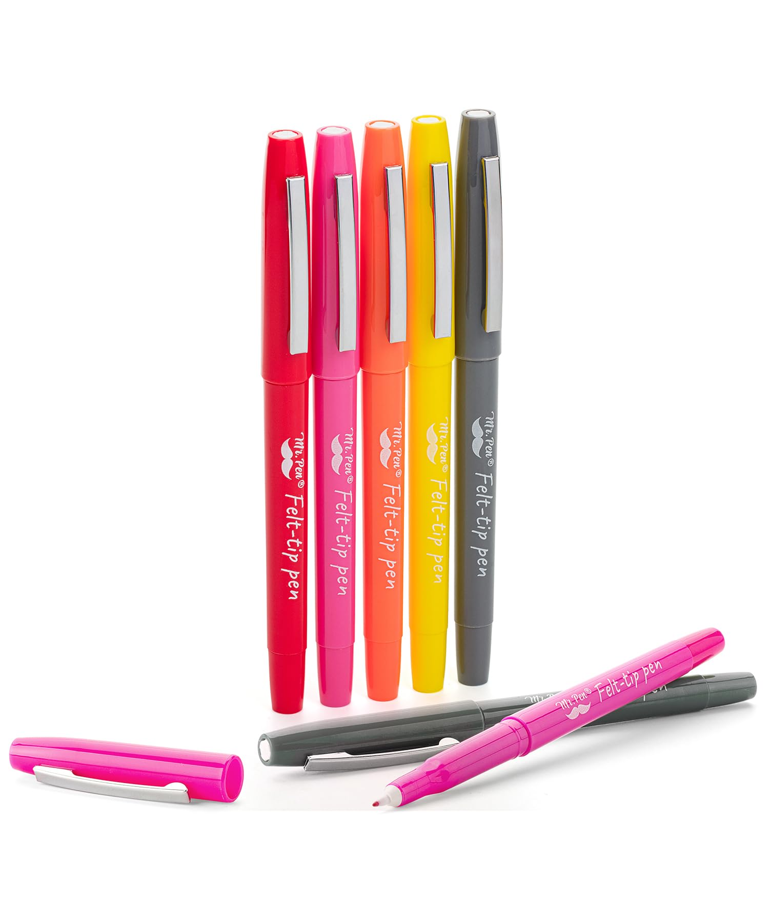 Mr. Pen- Felt Tip Pens, 5 Pack, Colorful Felt Tip Pens, Fast Dry, No ...