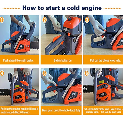 Supmix Gas Chainsaw 62CC 20 Inch,Gas Powered Chainsaw,2 Cycle Gasoline Powered Chain Saws ...