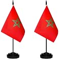 Amazon.com: Morocco Moroccan Small Mini Desk Flag Set Miniature Morocco ...