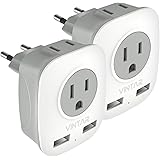 Amazon.com: [3-Pack] European Plug Adapter, VINTAR International Power Adaptor with 2 USB Ports ...
